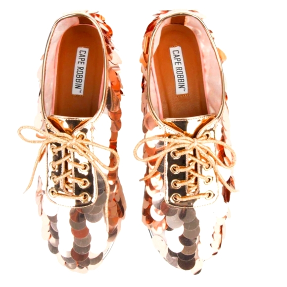 Cape Robbyn | Shoes | Nwt Glamorous Sequence Rose Gold Oxfords Shoes 7 ...